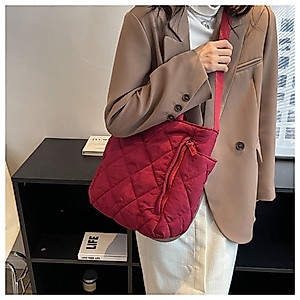 Quilted Tote Bag for Women Lightweight Puffer Shoulder Bag Hobo Crossbody Bag Casual Nylon Padding Handbags