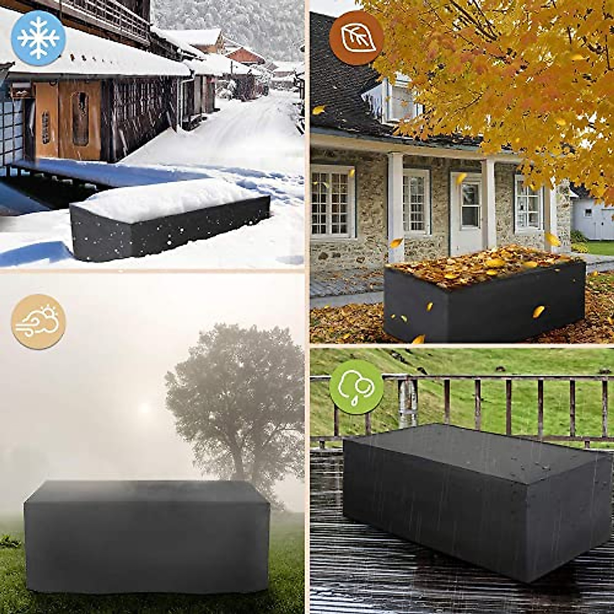 Patio Furniture Covers Waterproof Outdoor 600D Oxford Fabric Patio Table Covers Rectangle Couch Cover Weatherproof Furniture Covering for Deck Lawn and Backyard 70"L x 52"W x 40"H//175x130x100cm