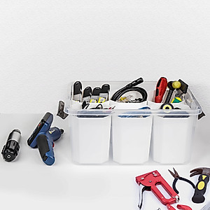 Tiawudi 2 Pack 17 QT Plastic Storage Containers with Lid, Art Supply Storage Organizer with 6 Detachable Inserts, Clear Stackable Storage Box for Craft, Lego, Crayon, Sewing, Bead and Tool