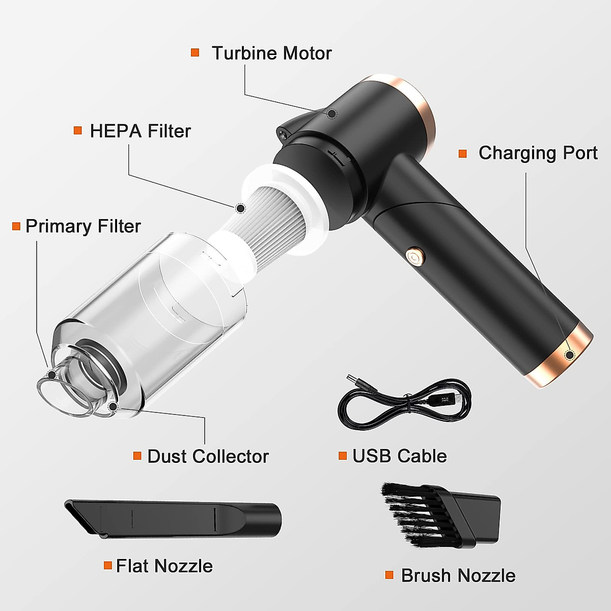 COLORCORAL Computer Vacuum 4000mAh Rechargeable 5000Pa High Power Handheld Vacuum Cleaner for Keyboard Cleaning and Computer Dusting Auto Interior Detailing Car Vacuum Cleaning Kits