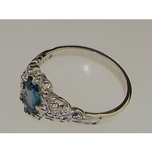 LetsBuyGold 925 Sterling Silver Natural Blue Topaz Womens Anniversary Ring - Size 4.25