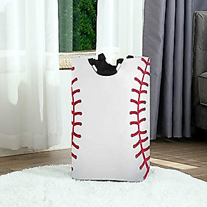 Collapsible Laundry Basket Baseball Sport Theme Laundry Hamper Large Cloth Hamper Laundry Organizer Holder with Handle