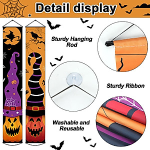 Halloween Pumpkin Porch Door Banners Decorations Pumpkin with Witch Hats Hanging Signs for Happy Halloween Outdoor Indoor Porch Decor for Front Door Outside Yard Welcome Home Wall Party Supplies