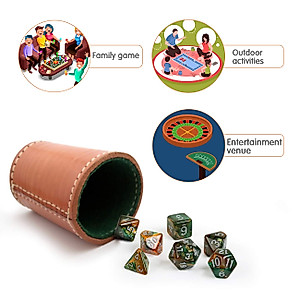 GWHOLE 42 Pcs(6 Sets) Polyhedral Dice with Gold Pattern Drawstring Pouches for DND RPG MTG Dungeon and Dragons Table Board Roll Playing Games Style 2