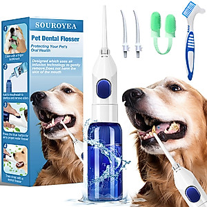 Souroyea Dog Tooth Brushing Kit - Equipped with a Pet Manual Teeth Cleaner, Cat Toothbrush Silicone Finger Wipes for Small & Large Dogs Supplies, Pet Teeth Cleaning Tools & Dental Care Accessories