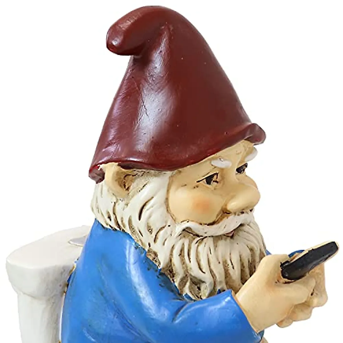 Sunnydaze Cody The Garden Gnome on The Throne Reading His Phone - Funny Lawn Decoration - 9.5 Inches Tall