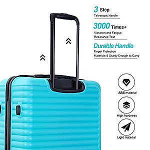 Tripcomp Luggage Sets Hardshell Travel Durable Suitcase Sets with Spinner Wheels TSA Lock, Carry-on,Luggage 3piece Set (20inch/24inch/28inch) (Turquoise)