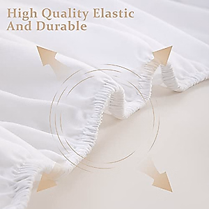 SONORO KATE Cotton Queen Size Sheets - 1000 Thread Count, Luxury 100% Egyptian Cotton Sheets Set, Cooling Bed Sheets, Deep Pocket up to 16" - 4 Piece (White, Queen)