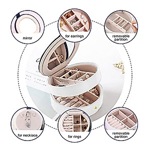 Travel Jewelry Box Small Jewelry Organizer Portable Jewelry Case for Ring Pendant Earring Necklace Bracelet Organizer Storage Holder Boxes (white)