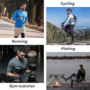 Men's UPF 50+ Sun Protection Hiking Fishing Shirt Lightweight Quick Dry SPF Outdoor Long Sleeve Shirt Black-L