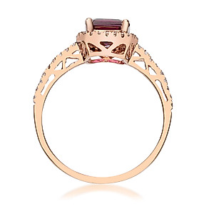 Gin & Grace 14K Rose Gold Purplish Pink Natural Garnet Diamond (I1) Wedding Statement Ring for Women