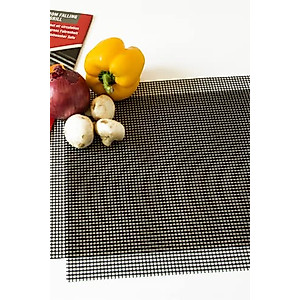Cestari BBQ Grill Mats Non Stick Grill Toppers- Extra Large Cut to Fit - Pizza Oven Screen - Heavy Duty PFOA Free Grill Mesh Set of 2