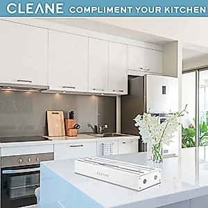 Plastic Wrap Dispenser with Cutter - Aluminum Foil Organization and Storage 2-in-1 Parchment Paper and Plastic Wrap Organizer - Saran Wrap Dispenser for Kitchen Drawer - Compatible with 13 inch Roll