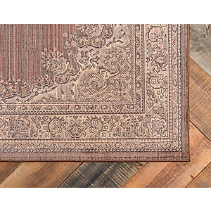 Unique Loom Reza Collection Traditional Persian Style Area Rug, 9 x 12 ft, Brown/Ivory