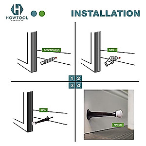 Door Stops 3 Inch Rigid Wall Mounted with Rubber Tip Champagne Brass, 5 Pack | HOWTOOL