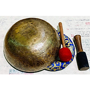 Singing Bowl Nepal-10" Inch Healing Buddha Yoga Bowl- Hand Hammered Tibetan Singing Bowls, Hand Carving From Nepal