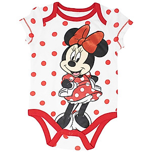Disney Minnie Mouse Mickey Mouse Donald Duck Newborn Baby Girls 5 Pack Bodysuits Yellow 0-3 Months