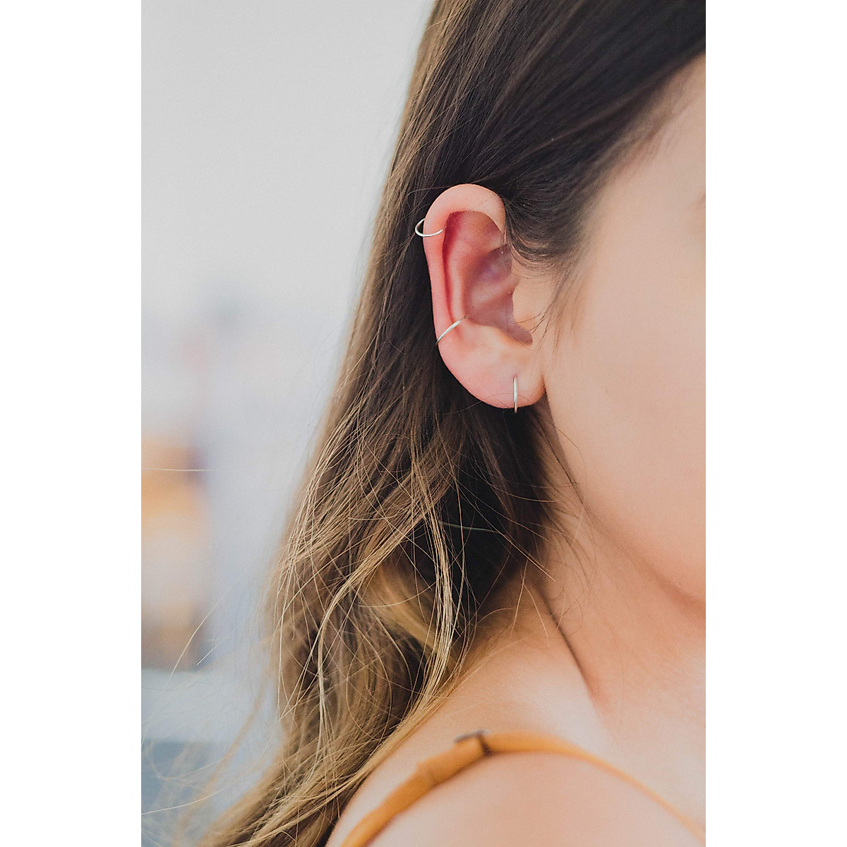 Gold Ear Cuff, 18G Ear Cuff Earrings for Women, Mens Ear Cuffs for Non Pierced Ears, Non Piercing Jewelry (14k Gold-filled, smooth)