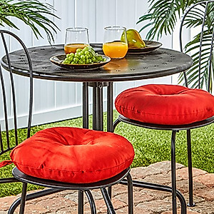 Greendale Home Fashions 15-inch Outdoor Round Bistro Seat Cushion, 2 Count (Pack of 1), Fire