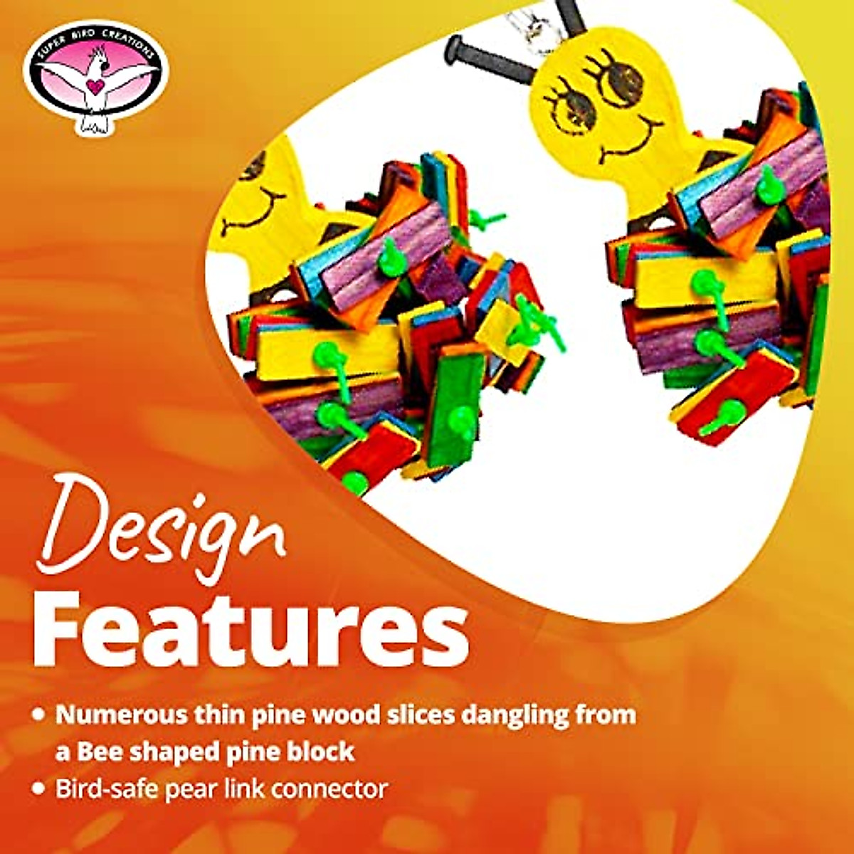 Super Bird Creations SB391 Sm. Buzbee Bird Toy, Small/Medium Bird Size, 9" x 4" x 4"