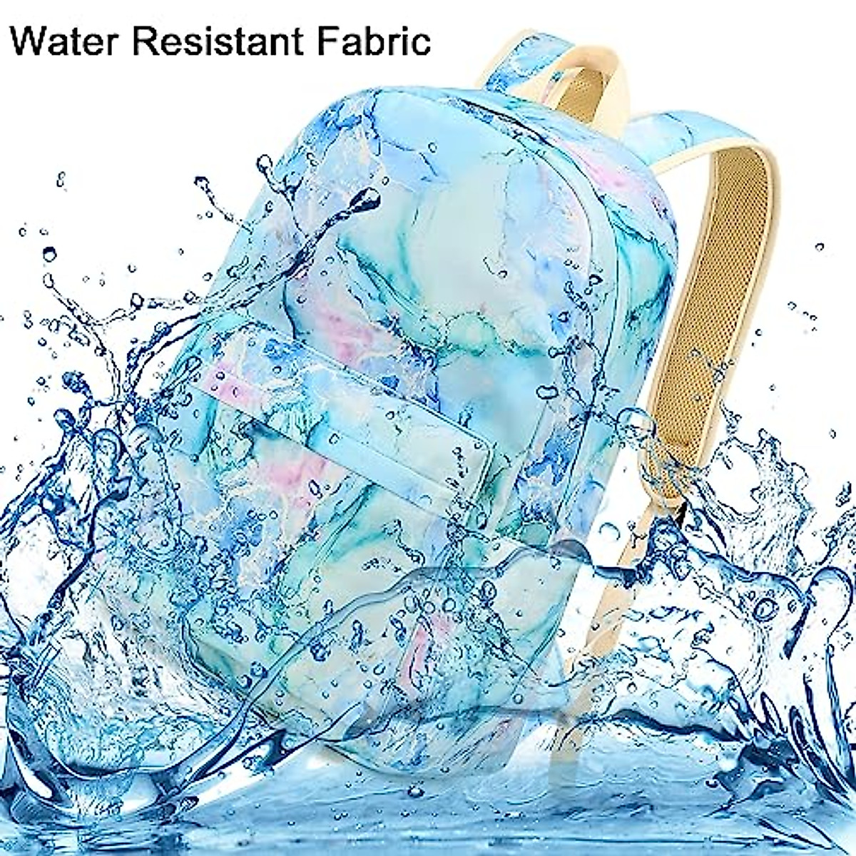 LEDAOU Backpack for Girls School Bag Kids Bookbag Teen Backpack Set Daypack with Lunch Bag and Pencil Case (Marble Purple Blue Green)