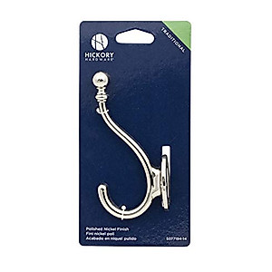 Hickory Hardware Cottage Collection Hook Coat and Hat 5-1/4 Inch Long Polished Nickel Finish (S077194-14)