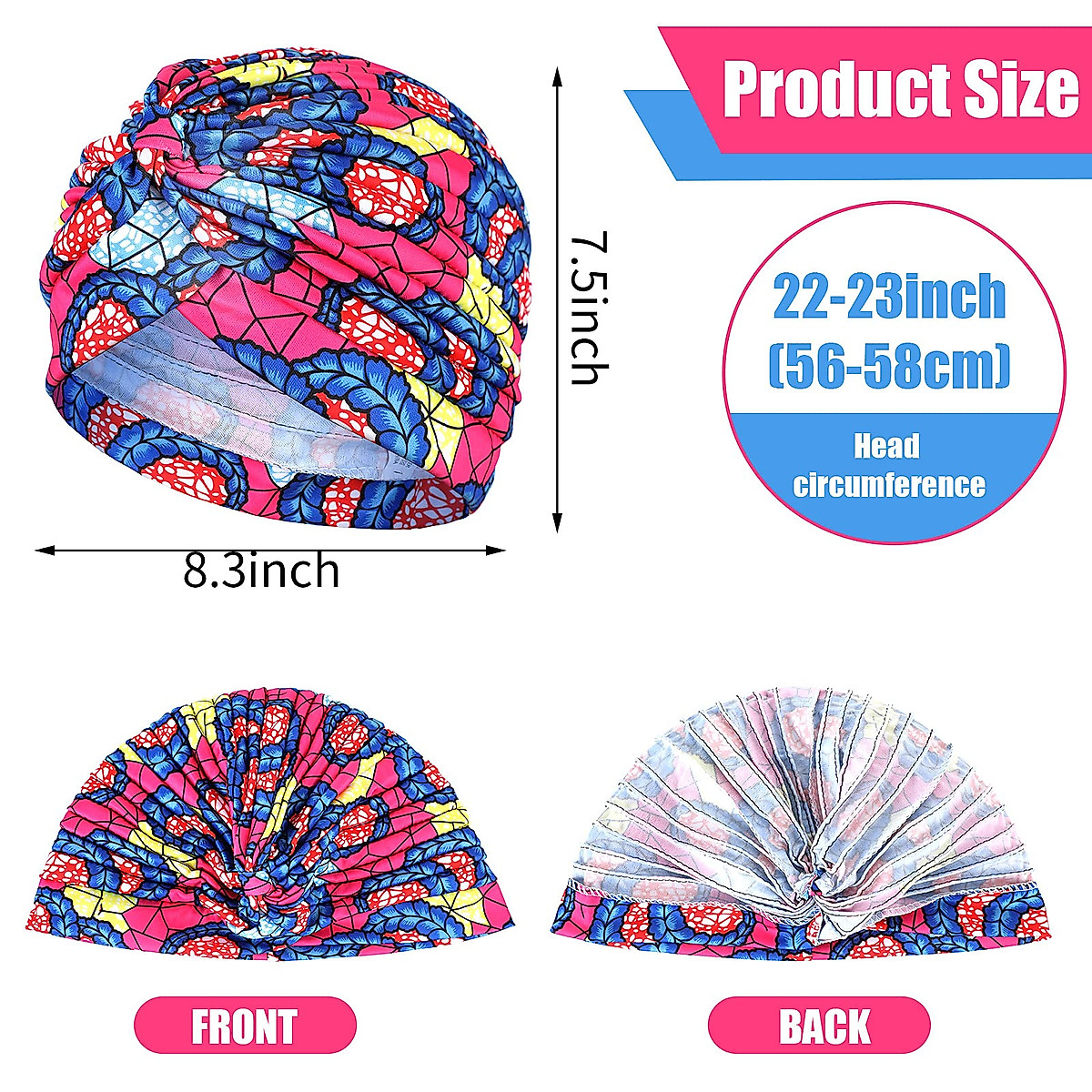 Geyoga 4 Pieces African Women Turban Cap Headscarf Women Turban Cap Stretch Twisted Headwrap (Twisted Cap)