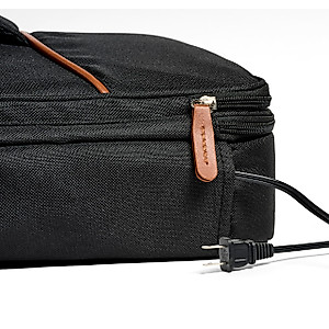 HotLogic Max XP Large Portable Electric Lunch Box Food Heater - Expandable Food Warmer Tote and Heated Lunchbox for Adults Work/Car/Home - Cook, Reheat, and Keep Your Food Warm - BLACK - 120V