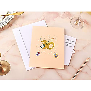 Liif Happy 30th Birthday 3D Greeting Pop Up Card, 30th Birthday Card For Him, Her, Women, Funny, Celebrations, Congrats, Thirty, Balloons, Champagne | With Message Note & Envelop | Size 8" x 6"