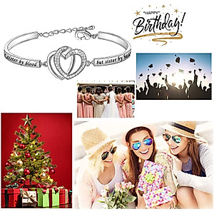 Gzrlyf Not Sister by Blood but Sister by Heart Bracelet Best Friends Gifts for Sister in Law Soul Sister Gifts Unbiological Sister Gifts (White Gold)