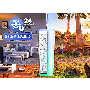 Meoky 30 oz Insulated Tumbler with Lid and Straw, Stainless Steel Vacuum Insulated Tumbler, Keeps Cold for 24 Hours, 100% Leak Proof, Fits in Car Cup Holder (Fairyland)