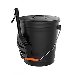 RTR_GF Steel Ash Bucket with Shovel Fireplace Pits or Stoves 4.75 Gallon Tight Lid