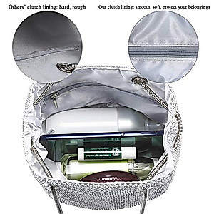 Selighting Rhinestones Crystal Clutch Evening Bags for Women Crossbody Shoulder Bucket Bags Prom Party Wedding Purses Silver