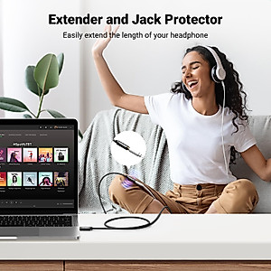 UGREEN Headphone Extension Cable 4 Pole TRRS 3.5mm Extension with Microphone Male to Female Stereo Audio Cable Gold Plated Nylon Braided Compatible with iPhone iPad Smartphones Media Players, 6.6FT