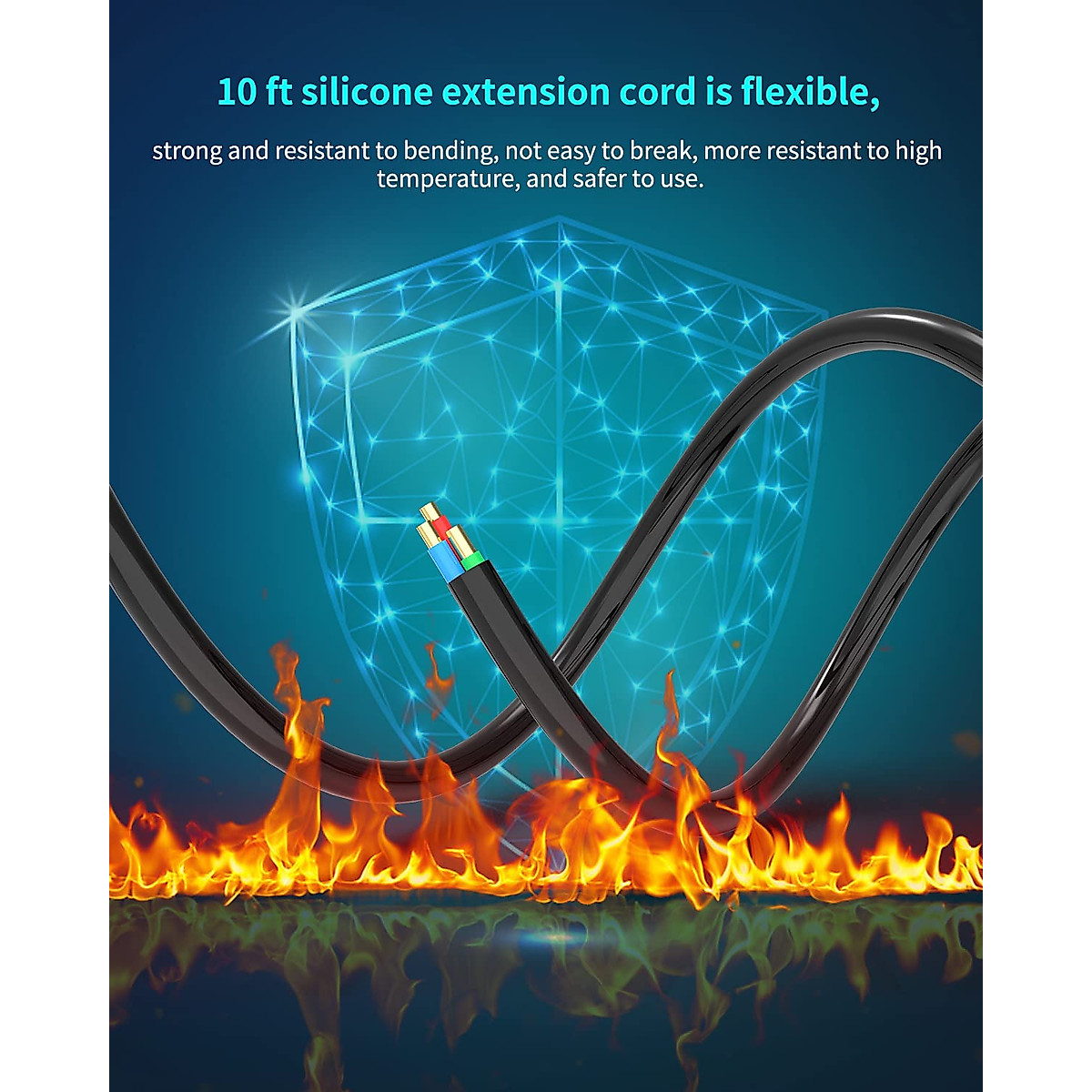 Surge Protector Power Strip with USB, Silicone Extension Cord with 10 Outlets 3 USB Charging Ports and 1 USB-C Charging Port, 1875W/15A Overload Surge Protection, Gift for Mother's Day