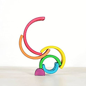 Chitrani Rainbow Stacker 6 Piece - Nesting Wooden Waldorf Blocks, Elements of Nature