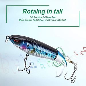 6PCS Fishing Lures for Bass, Bass Whopper Lures Kit, Plopping Bass Lure with Floating Rotating Tail for Bass Trout, Bass Topwater Lure for Freshwater Saltwater
