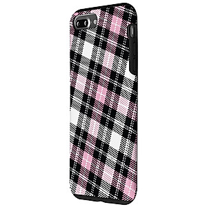iPhone 7 Plus/8 Plus Pink and Black Plaid Tartan Pattern Preppy 80s 90s Design Case