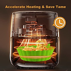 Air Fryer Silicone Liners - Reusable Air Fryer liners - Non Stick Air fryer Silicone Round Basket Pot - Replacement for Parchment Liner Paper 3 to 5 Qt for Oven Air fryer Accessories