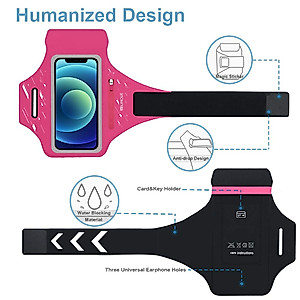 BUMOVE Armband for iPhone 15/14/13/12/11,iPhone 15 Pro/14 Pro/13 Pro/12 Pro/11 Pro with AirPods Holder Gym Running Workouts Arm Band Case (Pink)