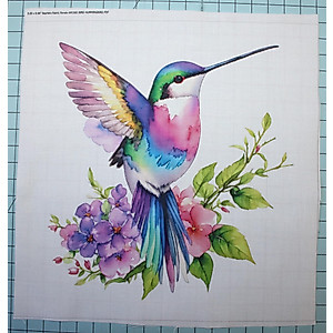 Fabric Panel 14"x14" Hummingbird 100% Cotton Quilting Panel Square AM1500