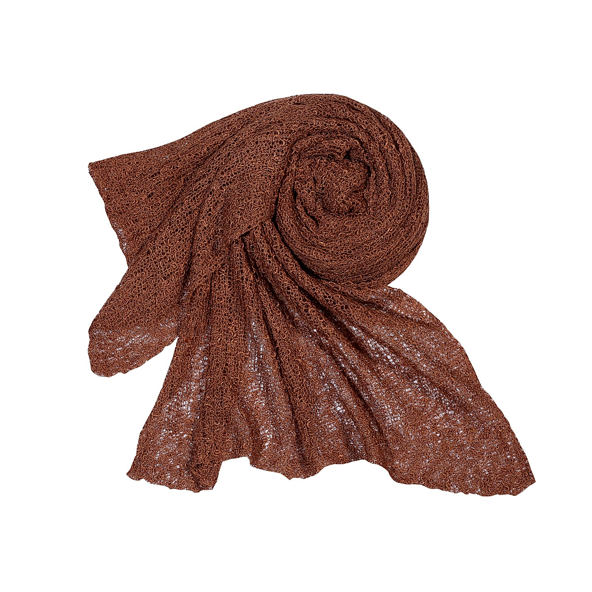Matissa Newborn Baby Photography Prop Swaddle Cheesecloth Knit Crochet Wrap 16 Colors Available (Brown)