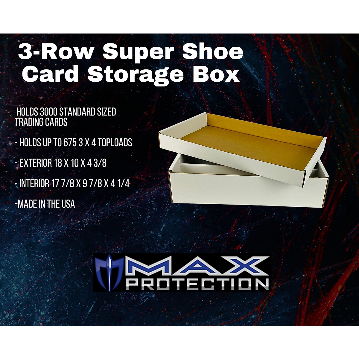 (25) Super Shoe 3-Row Storage Box (3000 Ct.) - Cardboard Storage Box - Baseball,Football, Basketball, Hockey, Nascar, Sportscards, Gaming & Trading Cards Collecting Supplies by MAX PRO