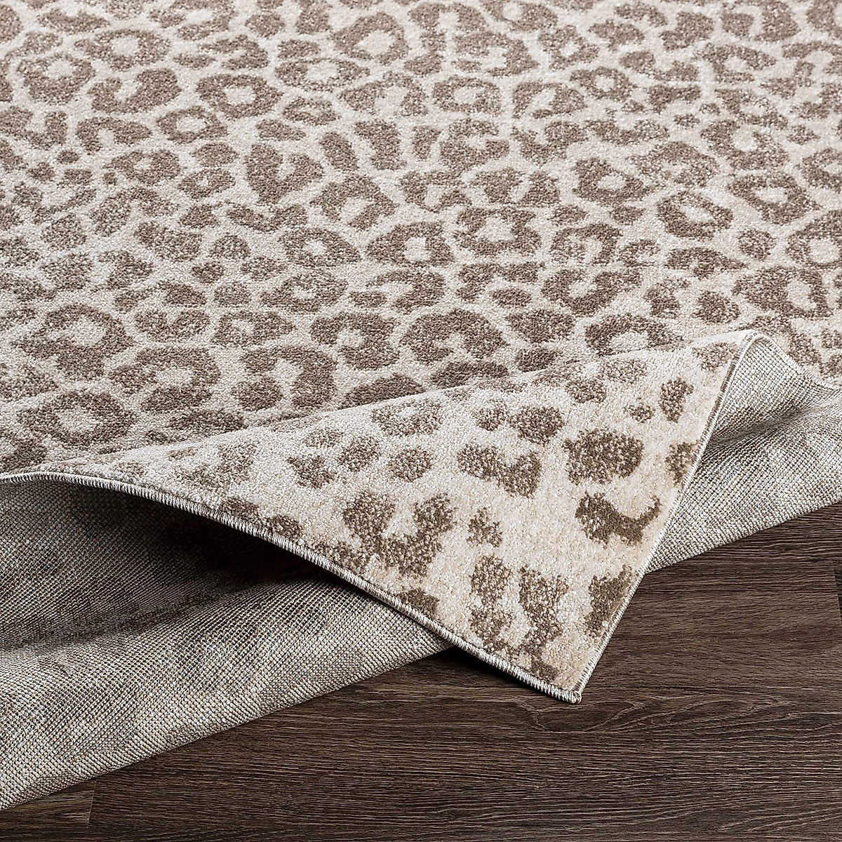 Hauteloom Bonhill Modern Animal Print Area Rug for Living Room, Bedroom, Dining Room - Bohemain Leopard Print Carpet - Tan, Terracota, Brown, Beige, Ivory - 5'3" x 7'3" (5x7)