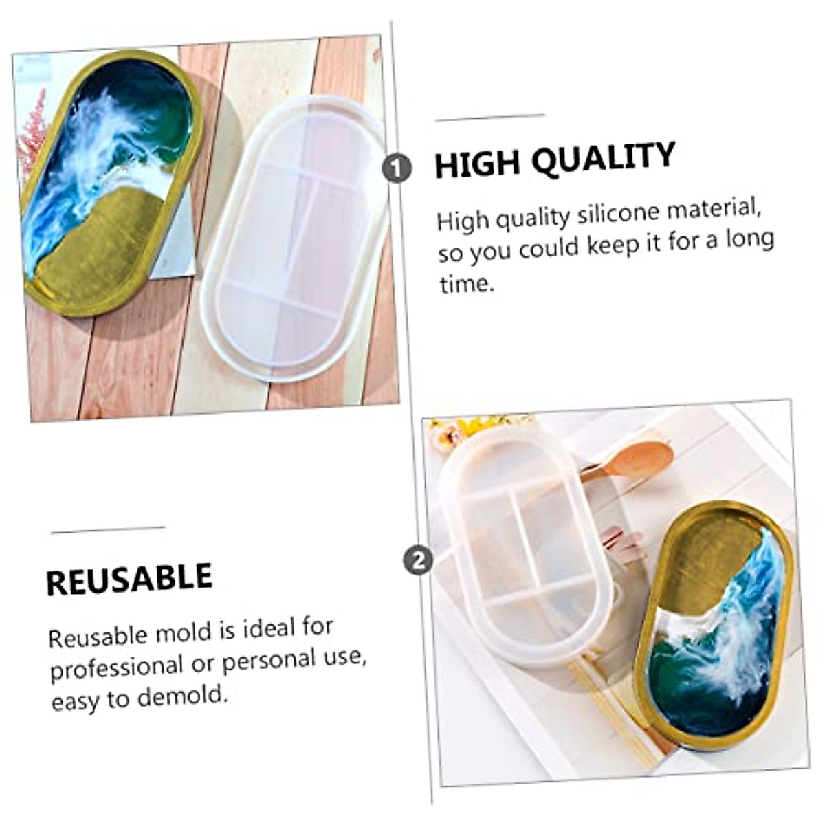 COHEALI 2pcs Pallet Mold Round Decorative Tray Agate Coaster Silicone Tray Silicone Molds for Resin Epoxy Resin Molds Silicone Tray Molds for Epoxy Resin Silicone DIY Tools DIY Accessory