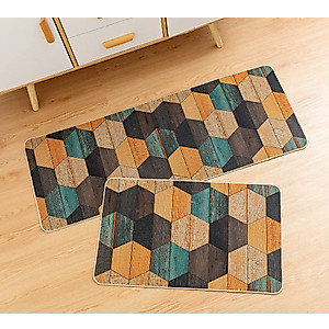 Kitchen Mat Set - Non Skid Kitchen Rugs and Mats Anti Fatigue Kitchen Floor Mats Rubber Back Absorbent Washable Kitchen Rug Set 2 Piece 17''x29''+17''x47'' LISIBOOO