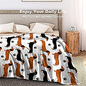 Dachshund Throw Blanket Bedding Super Soft Warm Flannel Blankets for Kids Adults Bedroom Living Room Sofa 50"x40"