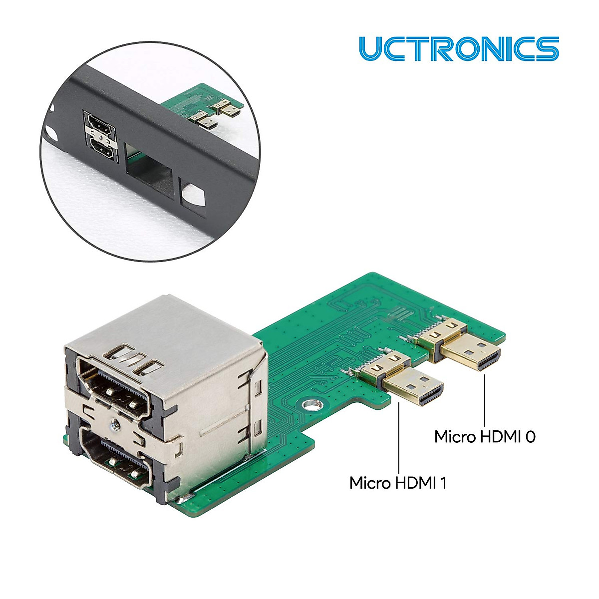 UCTRONICS for Raspberry Pi Rack with Micro HDMI Adapter Boards, 19" 1U Rack Mount Supports 1-4 Units for Raspberry Pi 4 Model B