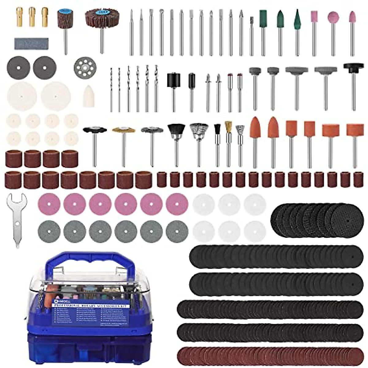 346pcs Rotary Tool Accessories Kit, HARDELL Power Rotary Tool Bits 1/8-inch Diameter Shanks Universal Fitment for Easy Cutting, Grinding, Sanding, Sharpening, Carving and Polishing