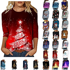 Today Deals Prime Ugly Christmas Sweater for Women Funny Xmas Tree Reindeer Shirt Long Sleeve Sweatshirts Fall Fashion 2023 Clothes Women Fashion Tops